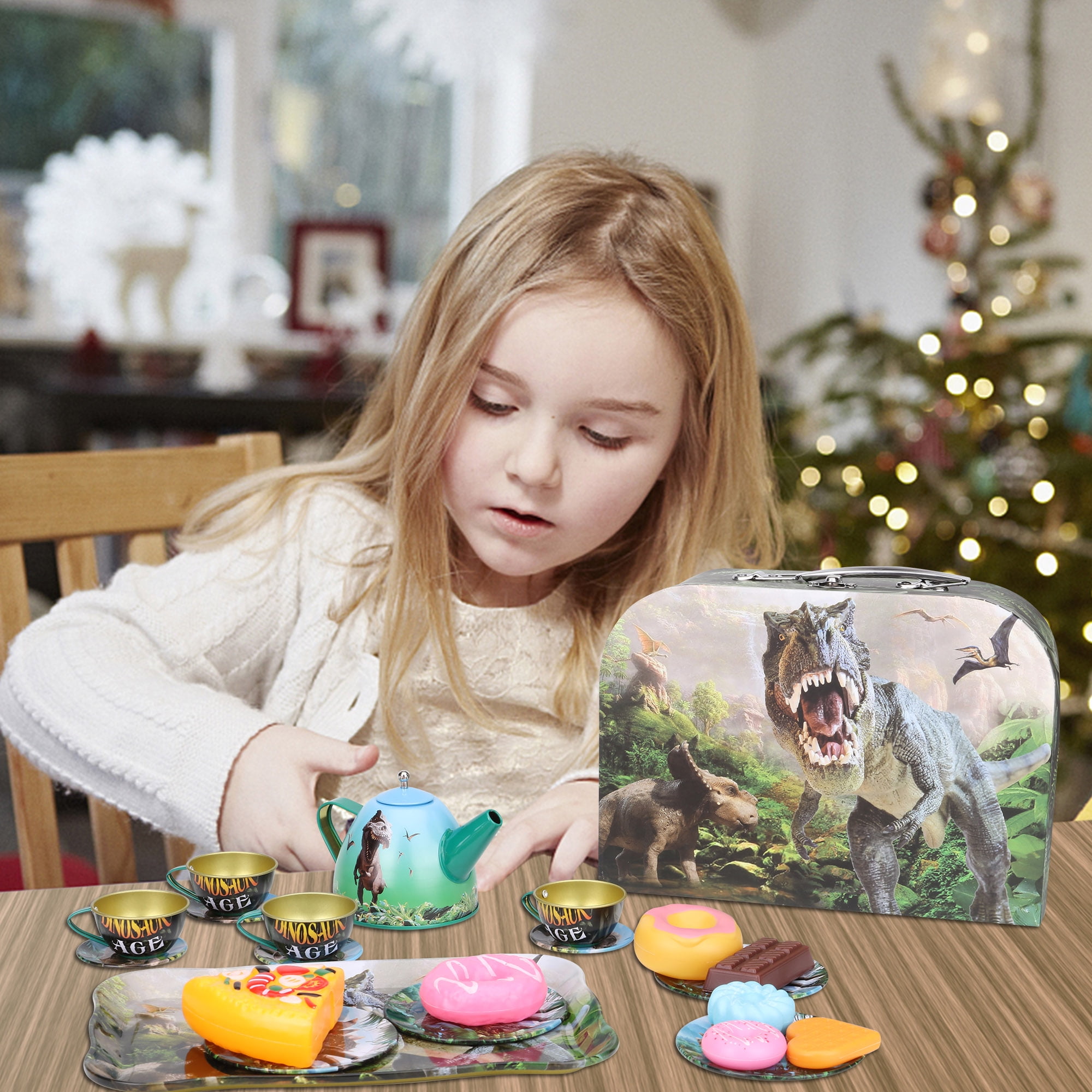 ALING Kids Toys Tea Set For Girls Boys,Pretend Play Afternoon Tea Party ...