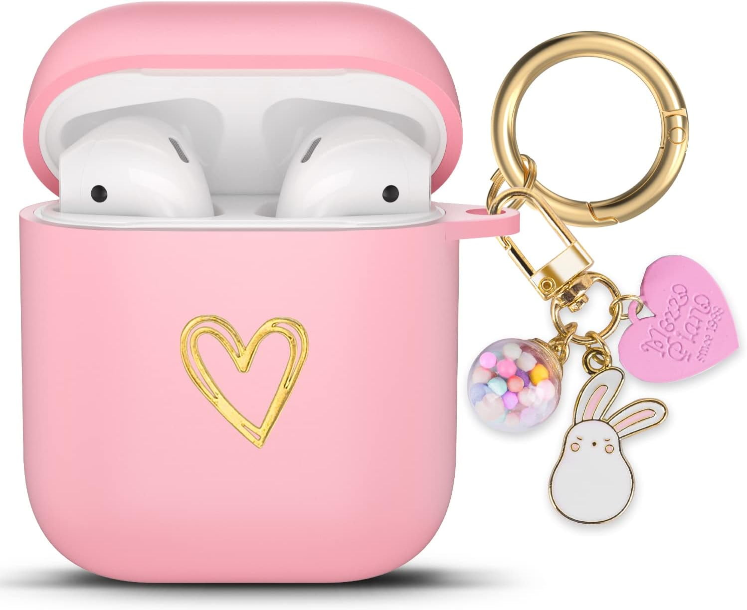 Aiiko Apple AirPods 1&2 Case, Soft Silicone Protector Cover with Keychain, First & Second Gen ...