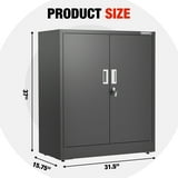 "WORKPRO Black Small Industrial Metal Storage Cabinet with Doors ...