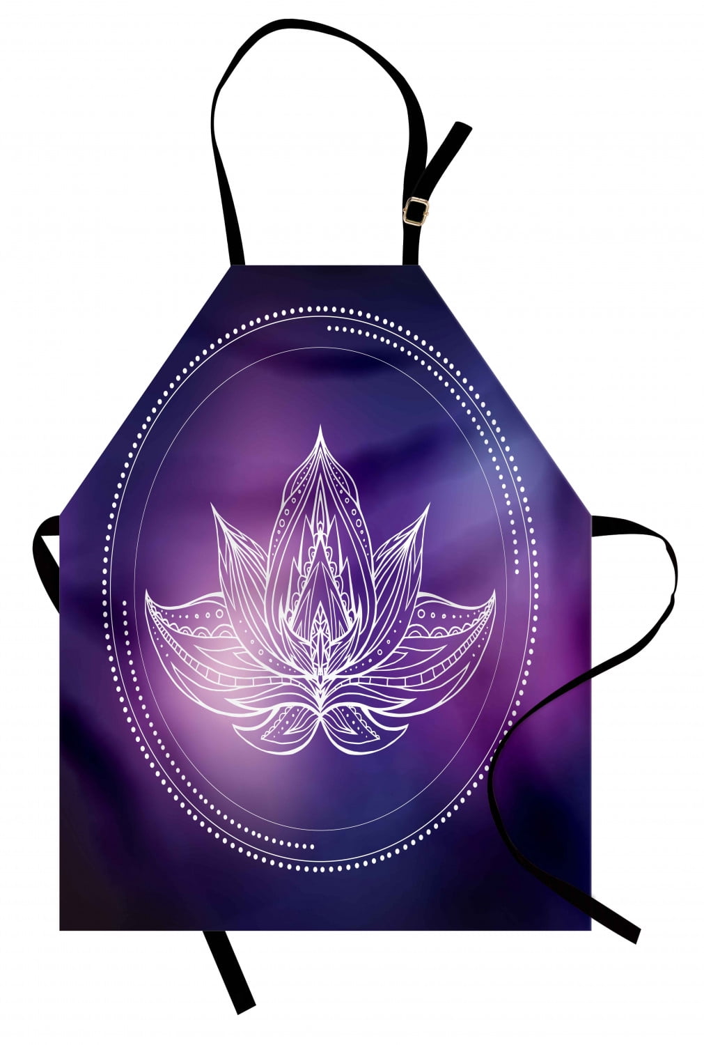 Galaxy Mandala Apron, Boho Style Lotus Flower Illustration on Space ...