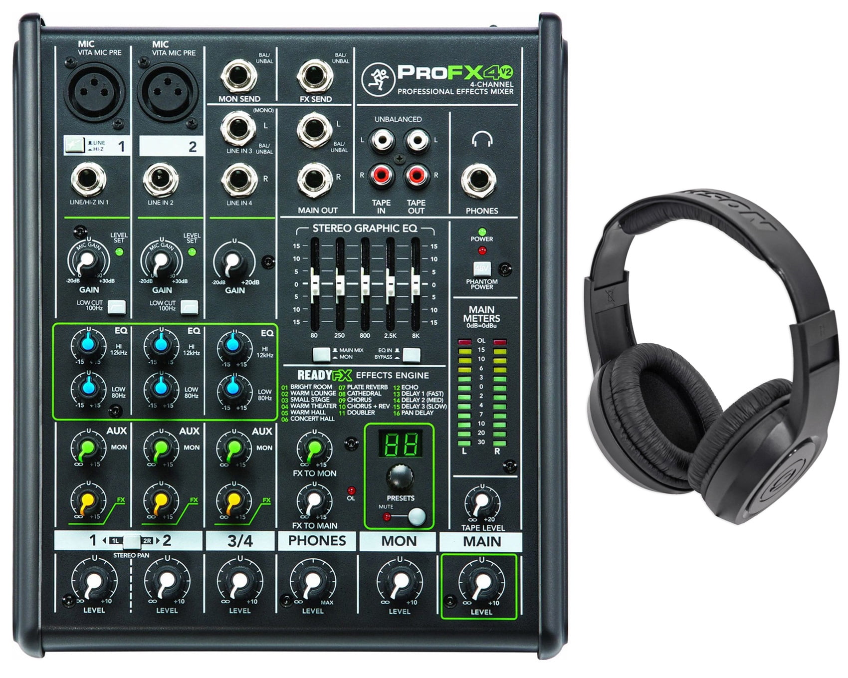 Mackie PROFX4v2 Pro 4-Channel Compact Mixer w Effects PROFX4 V2 ...