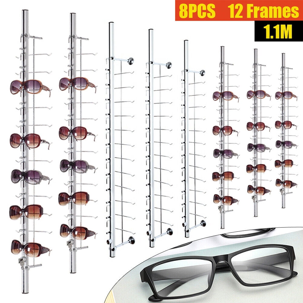 8Pcs 12 Frame Lockable Eyeglasses Display Rod Wall-Mount Display Holder ...