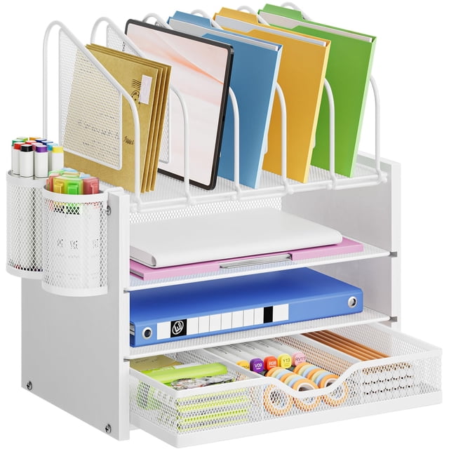 Organizador de escritorio Marbrasse de 4 niveles con cajón y 5 ...