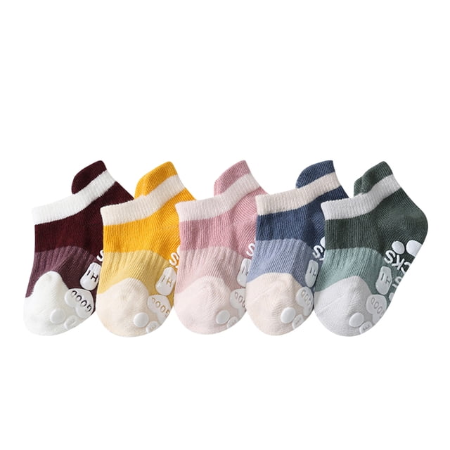 Rovga Little Boys Girls Socks 5 Pack Of Toddler Baby Kids Non-Slip ...