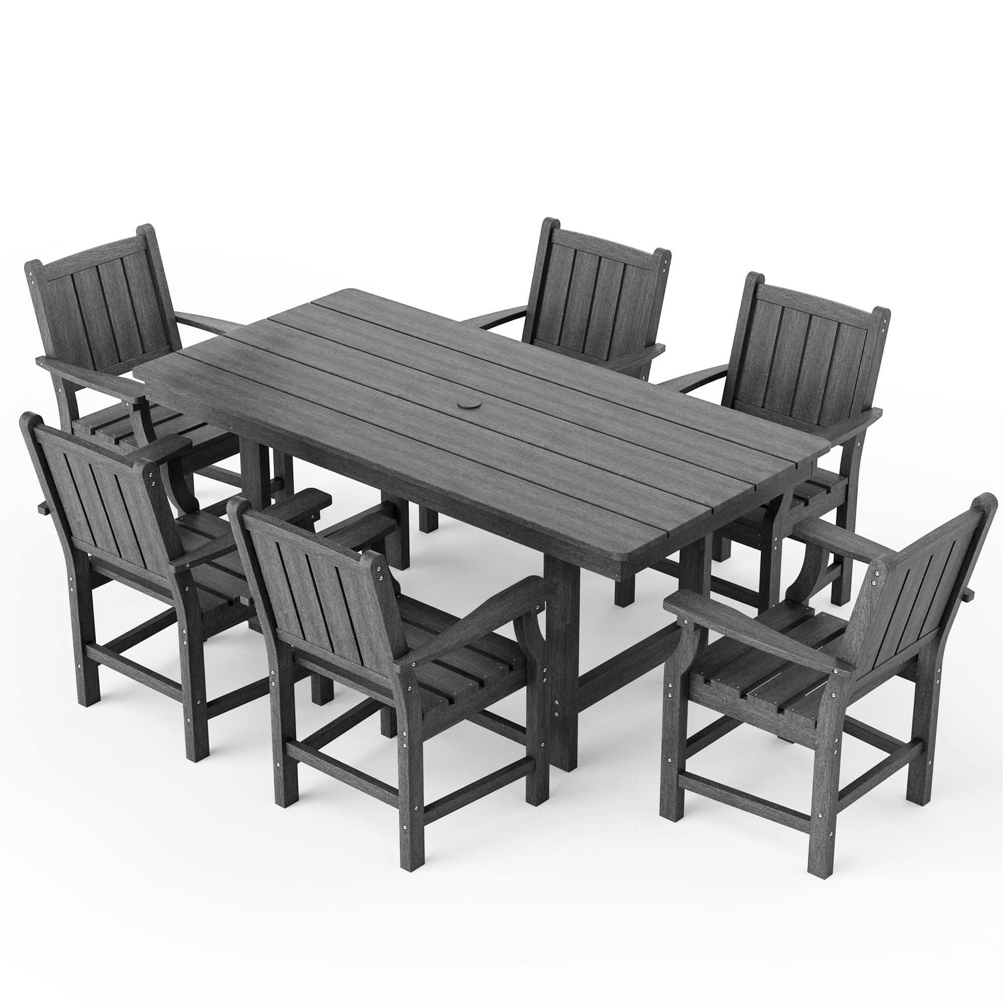 Click here for Pamapic Grey 7-Piece Hdpe Plastic Patio Outdoor Di... prices