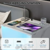 Hommpa Modern LED Nightstand with Charging Station USB Port Type C High ...