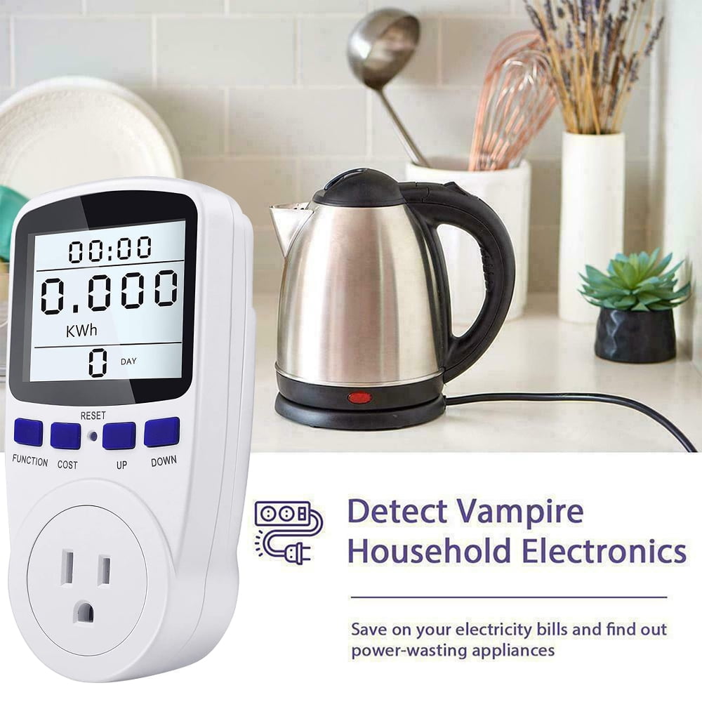 LCD Display Power Meter Plug, Power Consumption Monitor Energy Voltage ...