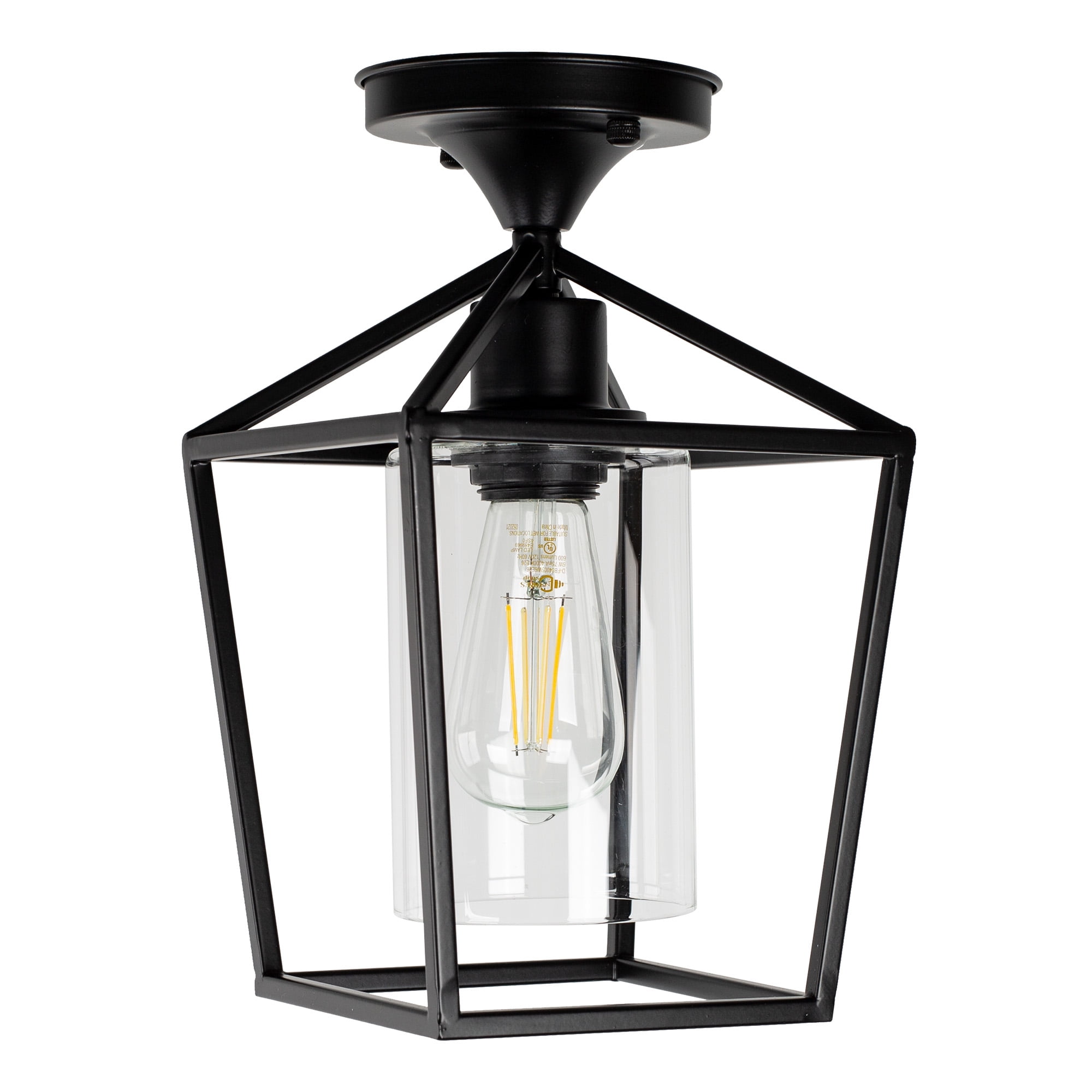 LOHAS 1-Light Black Semi Flush Mount ,Farmhouse Retro Cage Farmhouse ...