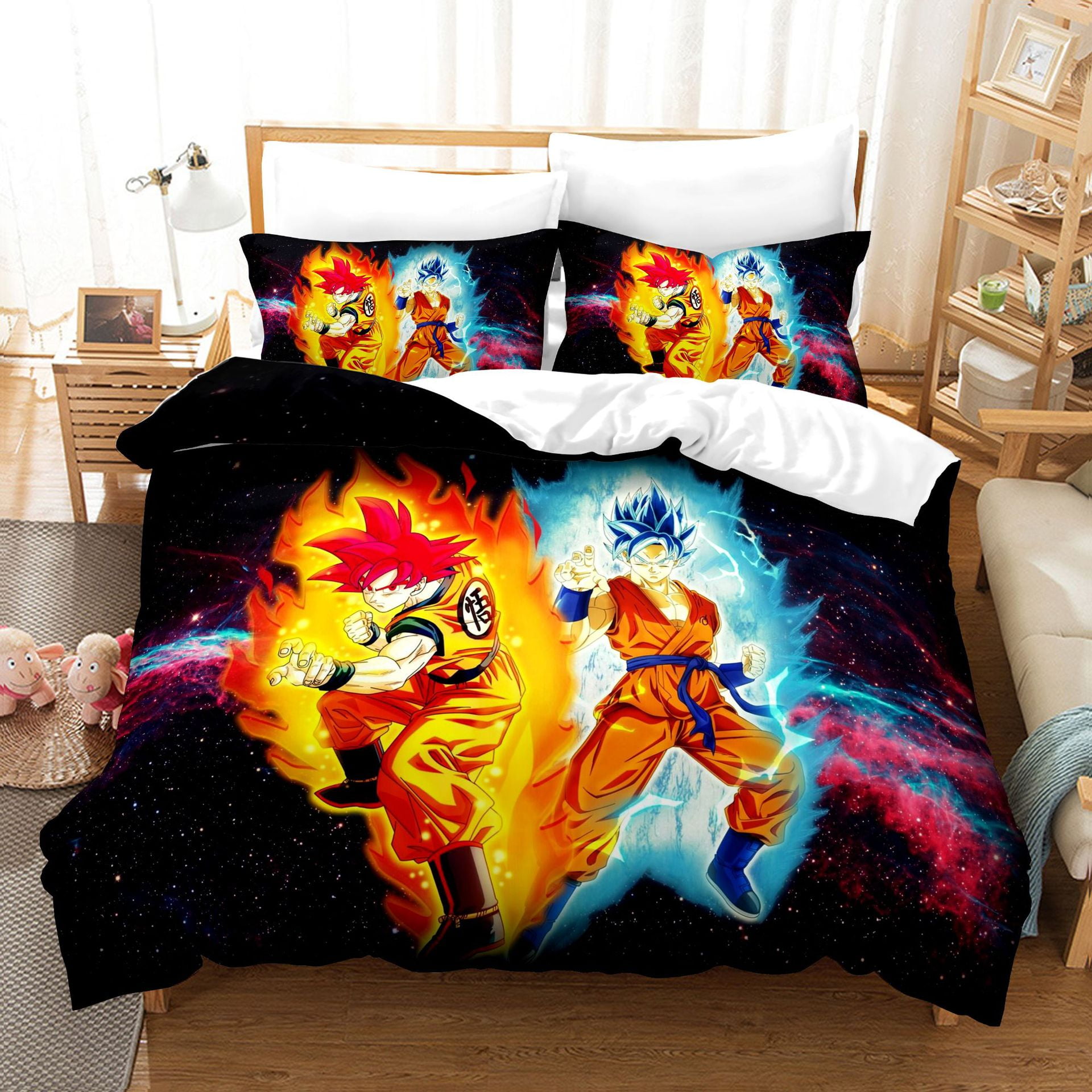 Cartoon beding set Anime Bed Sheets,Dragon Ball 3-Piece Bedding Set ...