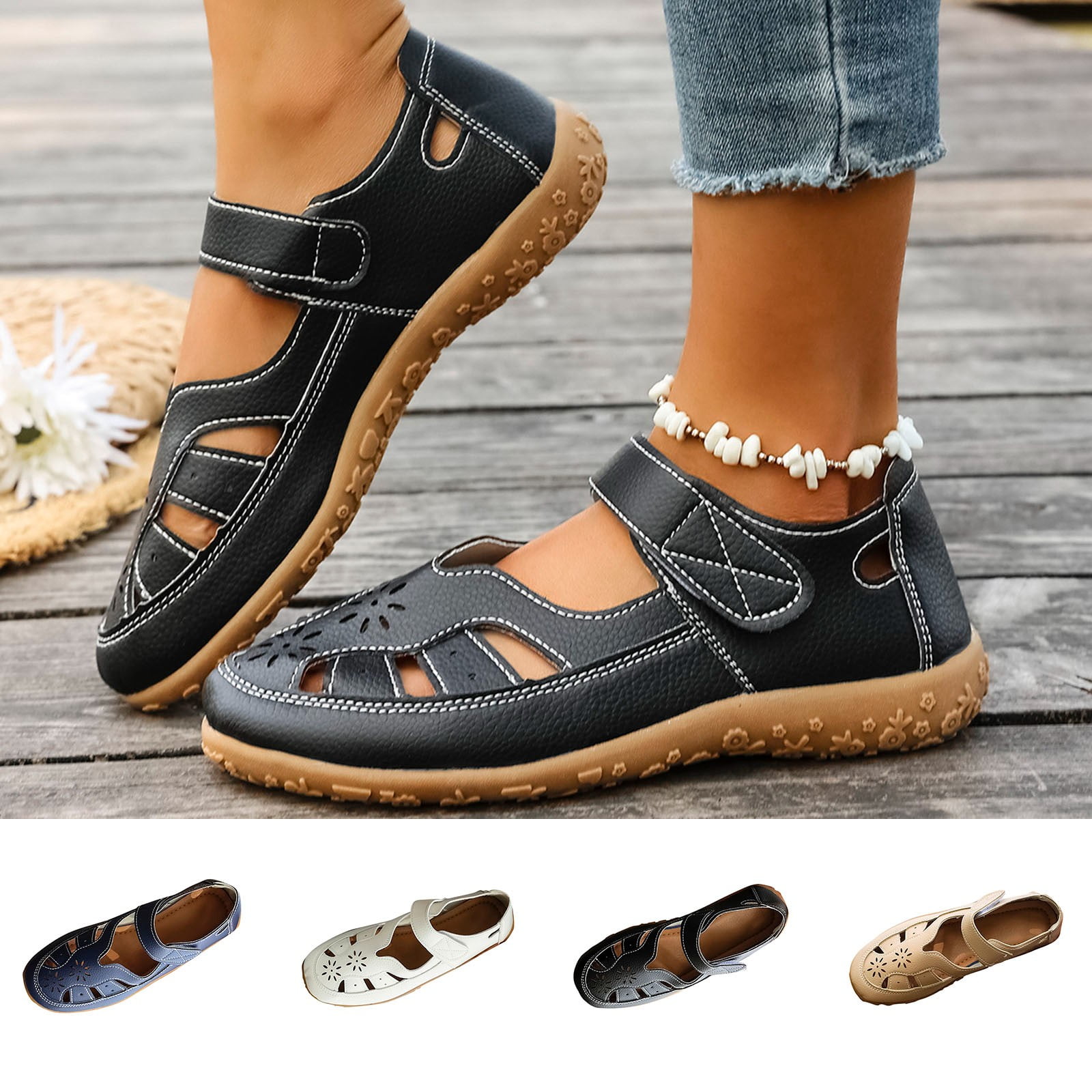 Click here for Ruiyanqi Womens Wide Width Flat Sandals  Breathabl... prices