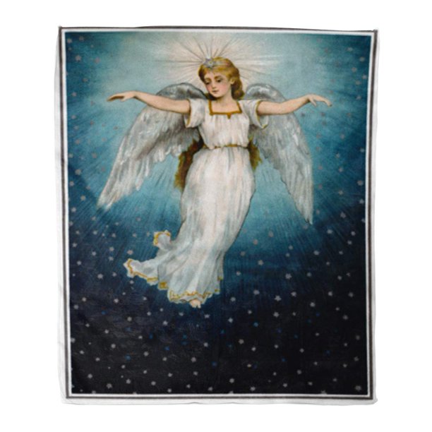 JSDART Flannel Throw Blanket Blue Religious Vintage Christmas of Angel ...