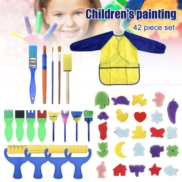 Early Learning Kids Paint Set 42Pcs Painting Kits Fun Painting Foam ...