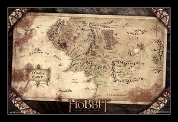 The Hobbit - Map Laminated & Framed Poster Print (36 x 24) - Walmart.com