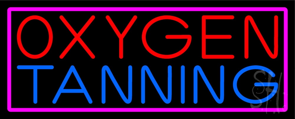 Oxygen Tanning LED Neon Sign 13 x 32 - inches, Black Square Cut Acrylic ...