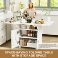 47" Wood Folding Dining Table with storage rack and cabinet, Removable ...