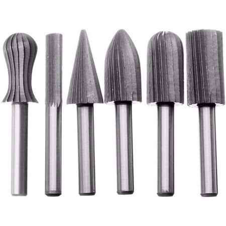 Set of 6 HSS Rotary Burrs Steel with 6mm Tungsten Shank for Grinding ...