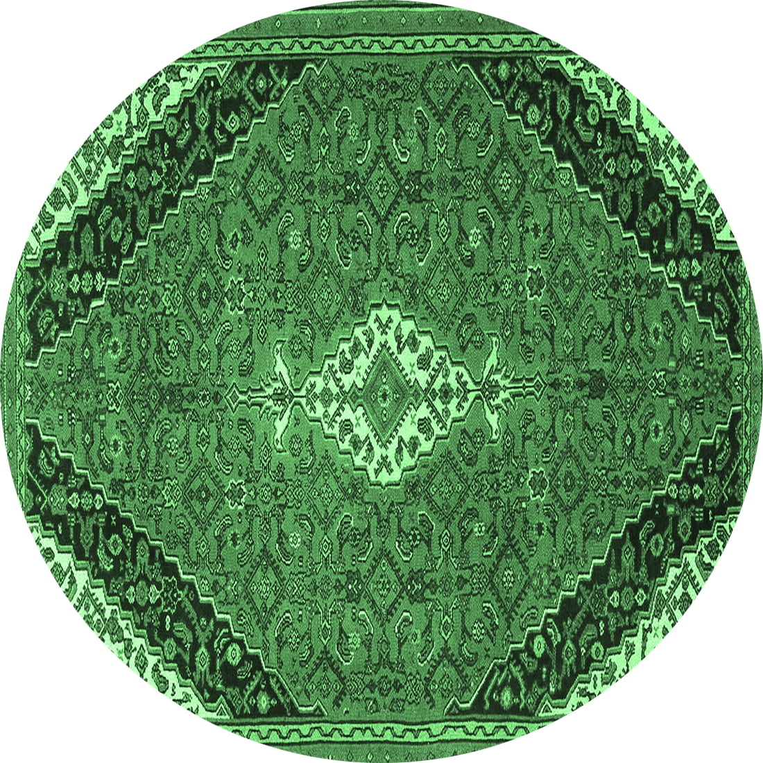 Ahgly Company Indoor Round Medallion Emerald Green Traditional Area ...