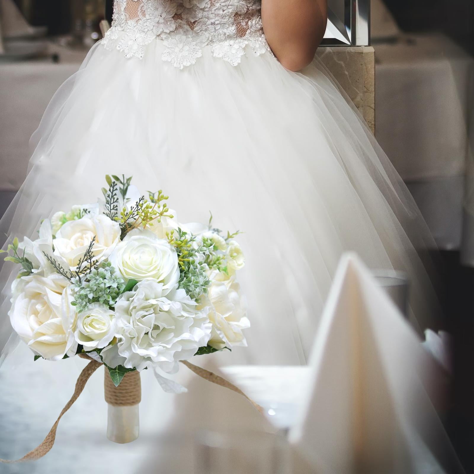 Handmade Rose Flowers Wedding Bouquets Bridesmaid Holding Flower ...