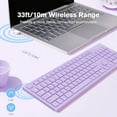 Purple Wireless Keyboard, 2.4GHz Full-Sized Ergonomic Computer Keyboard ...