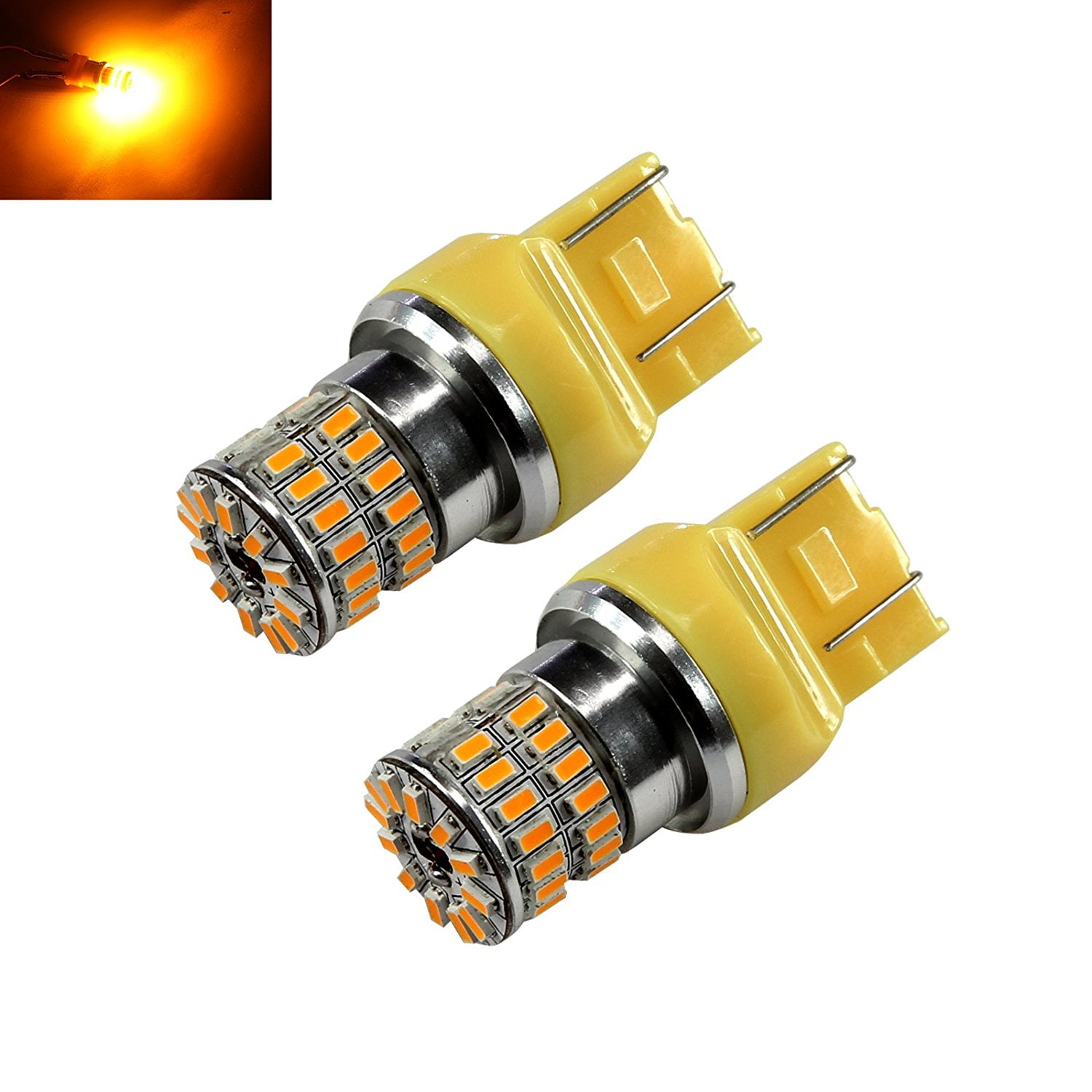 7443 Amber Yellow High Power 3014 Chip 48-LED Turn Signal/Parking Light ...