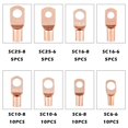60 Pcs Ring Terminal Connector,SC6 to 25 Tinned Copper Wire Lugs with ...