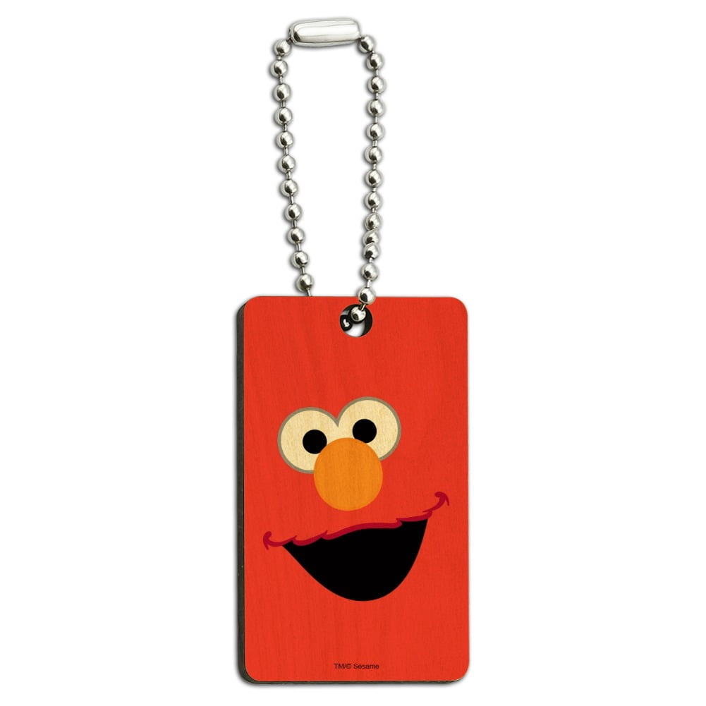 Sesame Street Elmo Face Wood Wooden Rectangle Keychain Key Ring ...