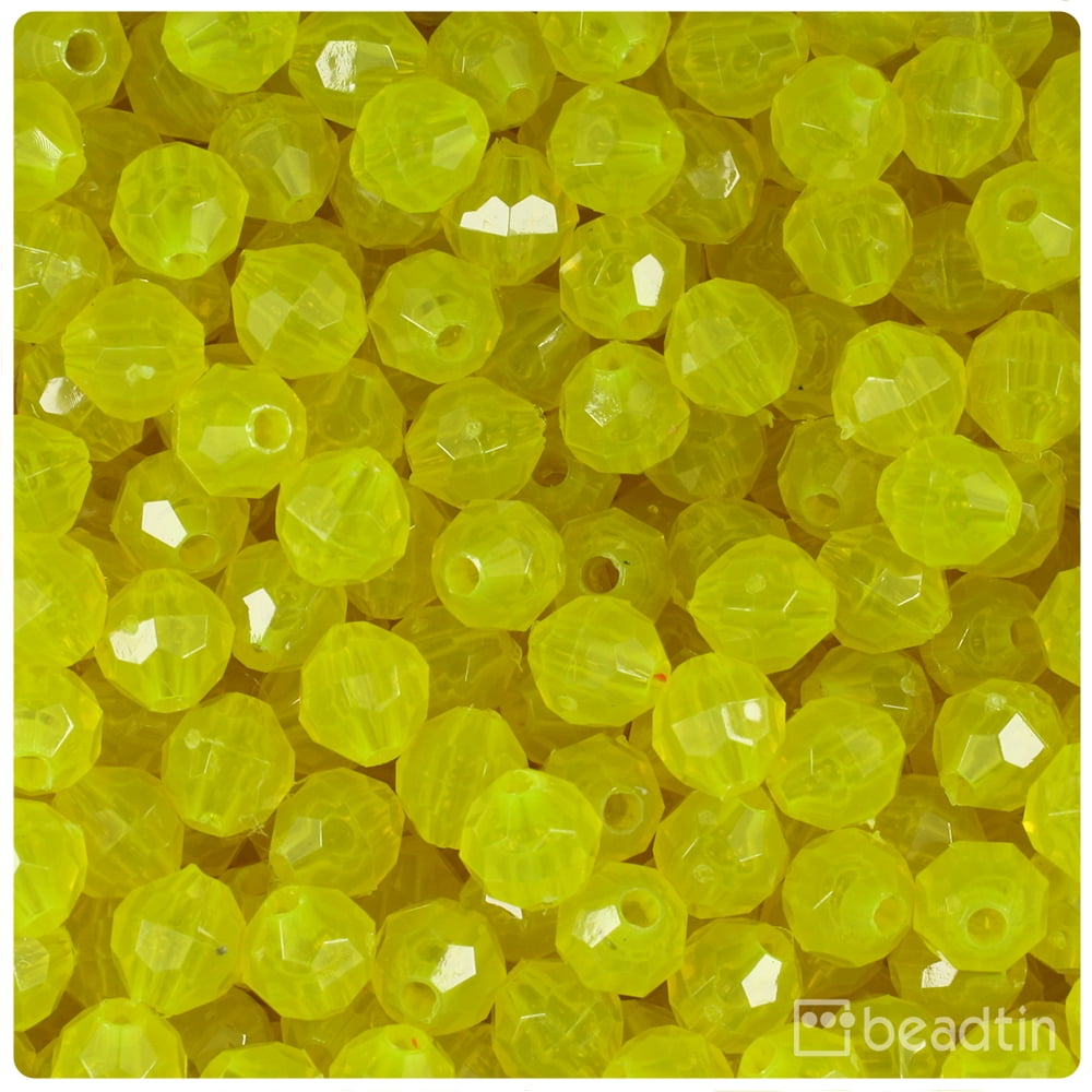 BeadTin Lure Yellow Transparent 8mm Faceted Round Craft Beads (450pcs ...