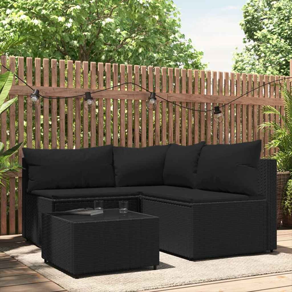 Click here for Vidaxl 4 Piece Garden Lounge Set With Cushions Bla... prices