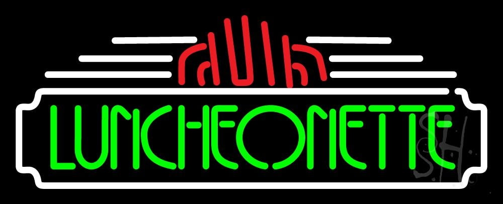 Luncheonette LED Neon Sign 13 x 32 - inches, Black Square Cut Acrylic ...