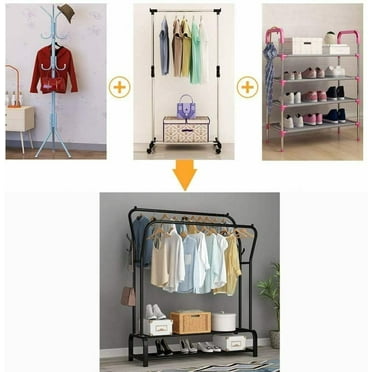 Miumaeov 85" DIY Clothing Pipe Rack Wall-Mounted Clothes Hanger Garment ...