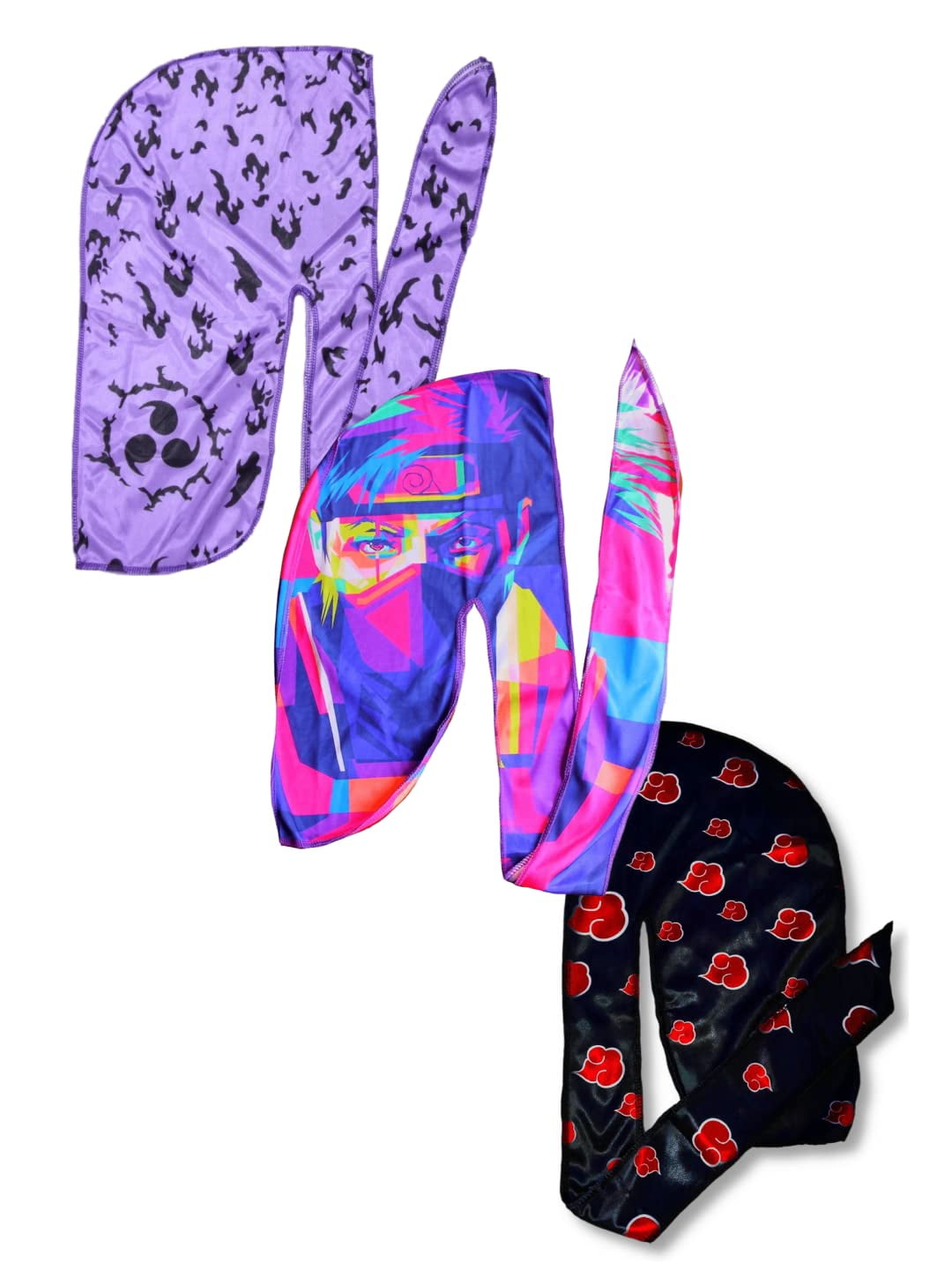Silky Anime Durag Trinity - 3pcs Set Durag with Long Tails and ...