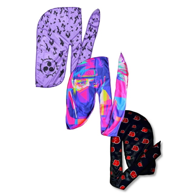 Silky Anime Durag Trinity - 3pcs Set Durag with Long Tails and ...