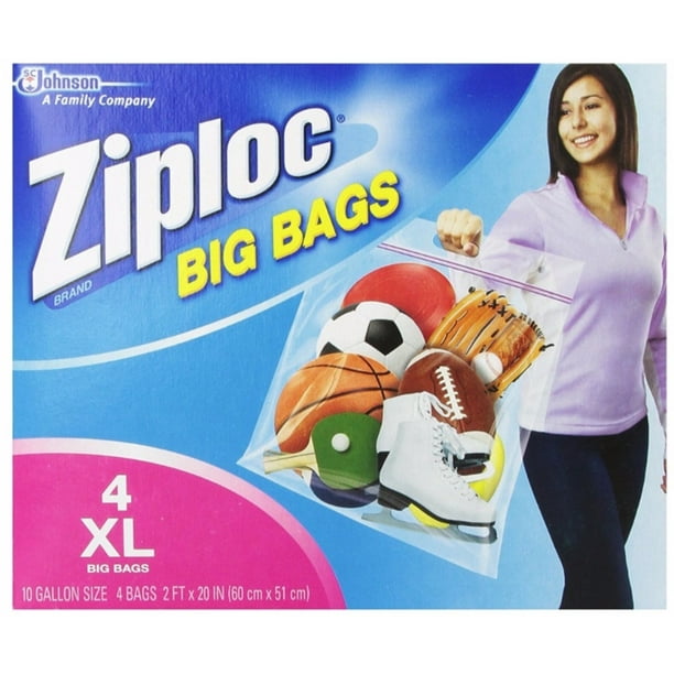 Ziploc Big Bags, XL Double Zipper, 4 ct, Pack of 2 - Walmart.com