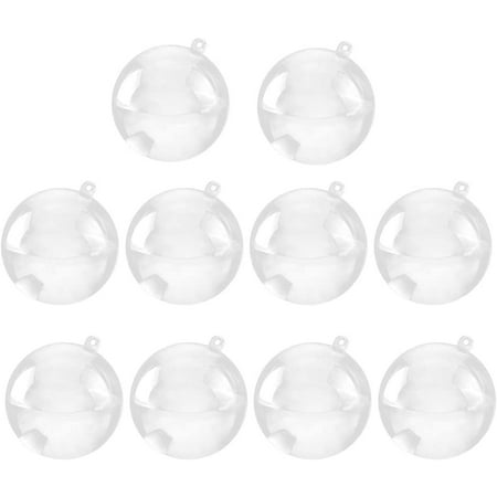 10 Pieces Clear Plastic Fillable Ball Ornaments Spheres Candy Filler ...