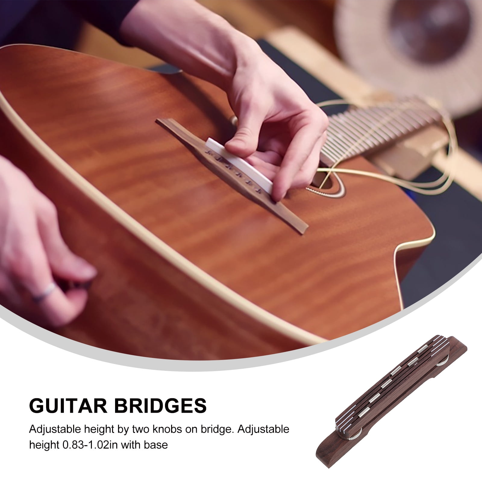 HOOWIFFY Guitar Bridge Saddle Height Adjustable Wooden Multi 1 Set ...