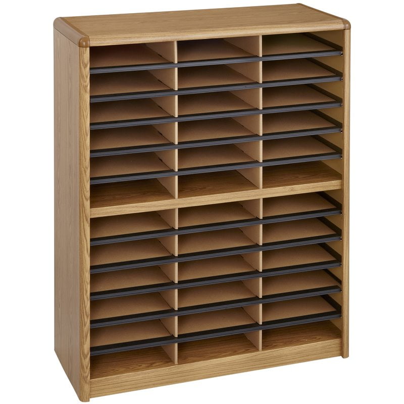 Scranton & Co 36 Compartment Metal File Organizer in Medium Oak ...