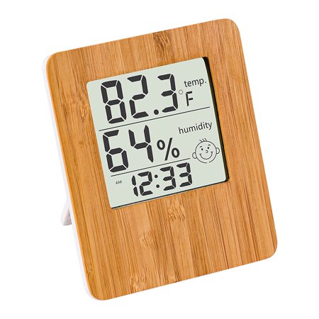 Humidity Sensor Hygrometer Indoor Thermometer-Clock decorative bamboo ...