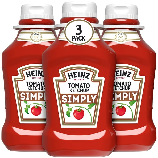 Heinz Simply Tomato Ketchup with No Artificial Sweeteners, 3 ct Pack ...