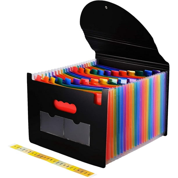 (Rainbow) A4 Document Sorter, 24 Compartment Accordion Binder ...