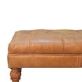 Lesuto Buffalo Tan Leather Ottoman with Castor Legs - Modern, Wood ...