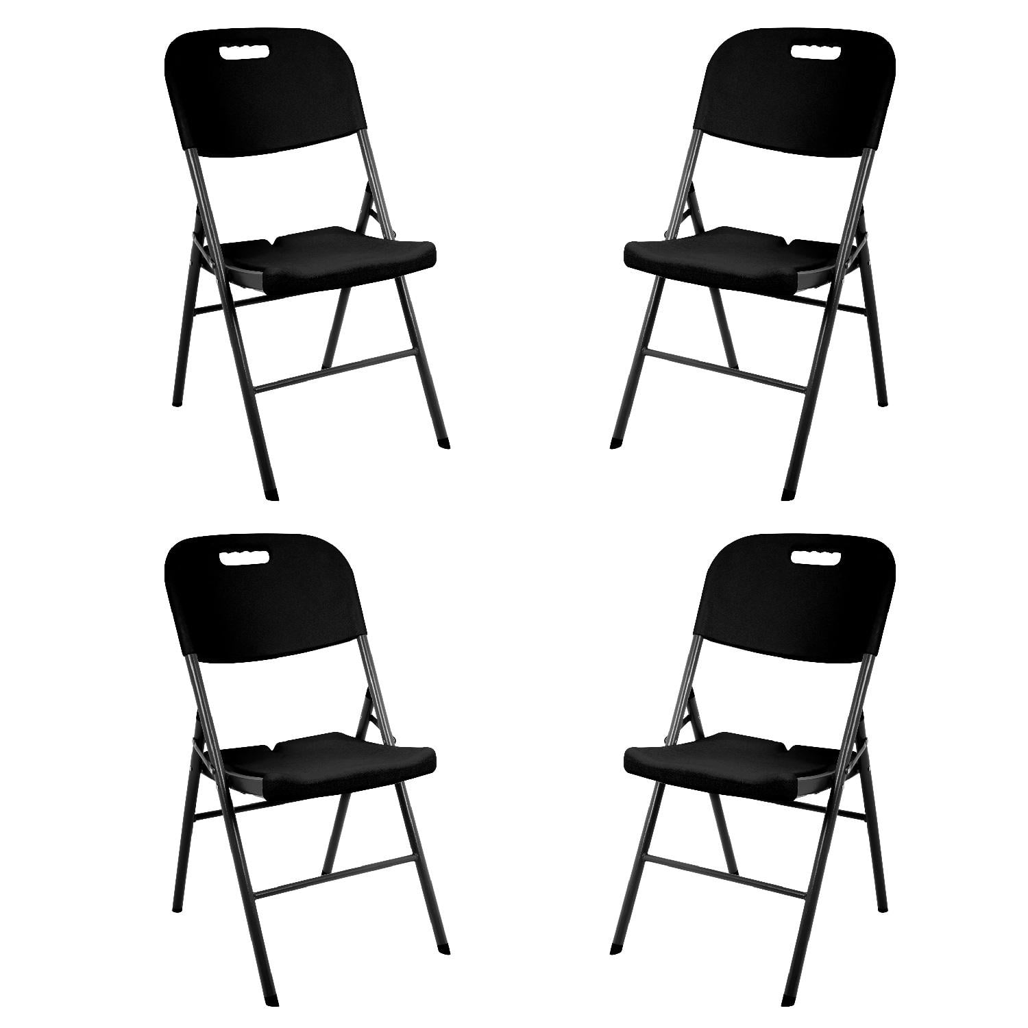 Set de 4 Sillas Plegables Negro De Plastico Eventos Jardin negro KingsHouse COMBO-KH-134 ...