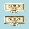 2 Switch Plate Tags ATTIC Name Signs Labels Lacquered Brass Traditional ...
