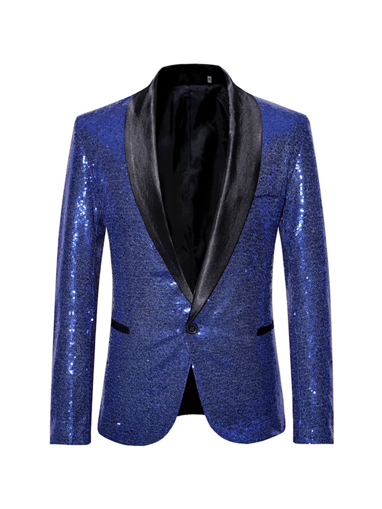 CenturyX Men's Shiny Sequins Suit Jacket Blazer Slim Fit One Button ...