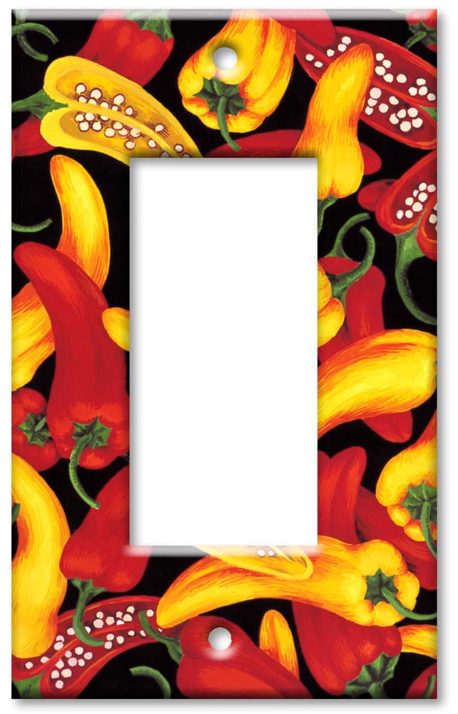 Single Gang Rocker OVERSIZE Wall Plate - Red & Yellow Peppers - Walmart.com