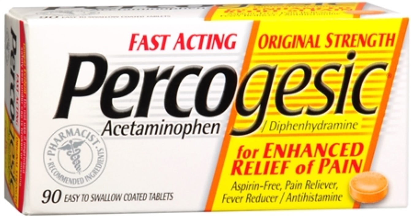 Percogesic Tablets 90 Tablets [Acetaminophen/Diphenhydramine] (Pack of ...