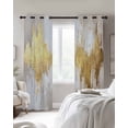Gold Grey Blackout Curtains 39 Inches Long for Bedroom, Abstract ...
