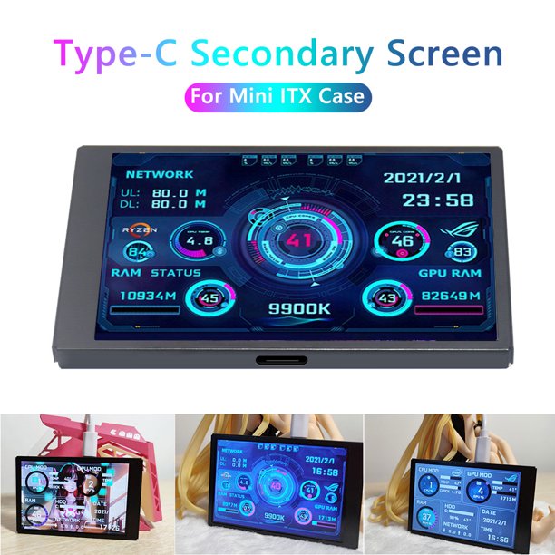 Monitor de computadora Hugtrwg AIDA64 para Mini ITX Case Type-C ...