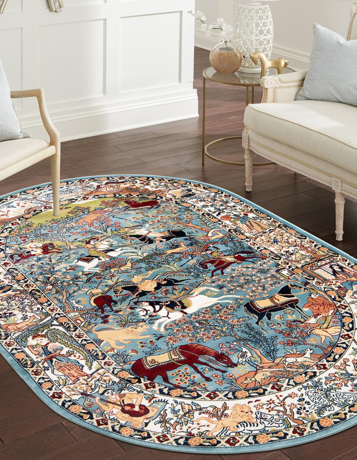 Rugs.com Rabia Collection Rug – 3' 3 x 5' 3 Oval Blue Low Rug Perfect ...