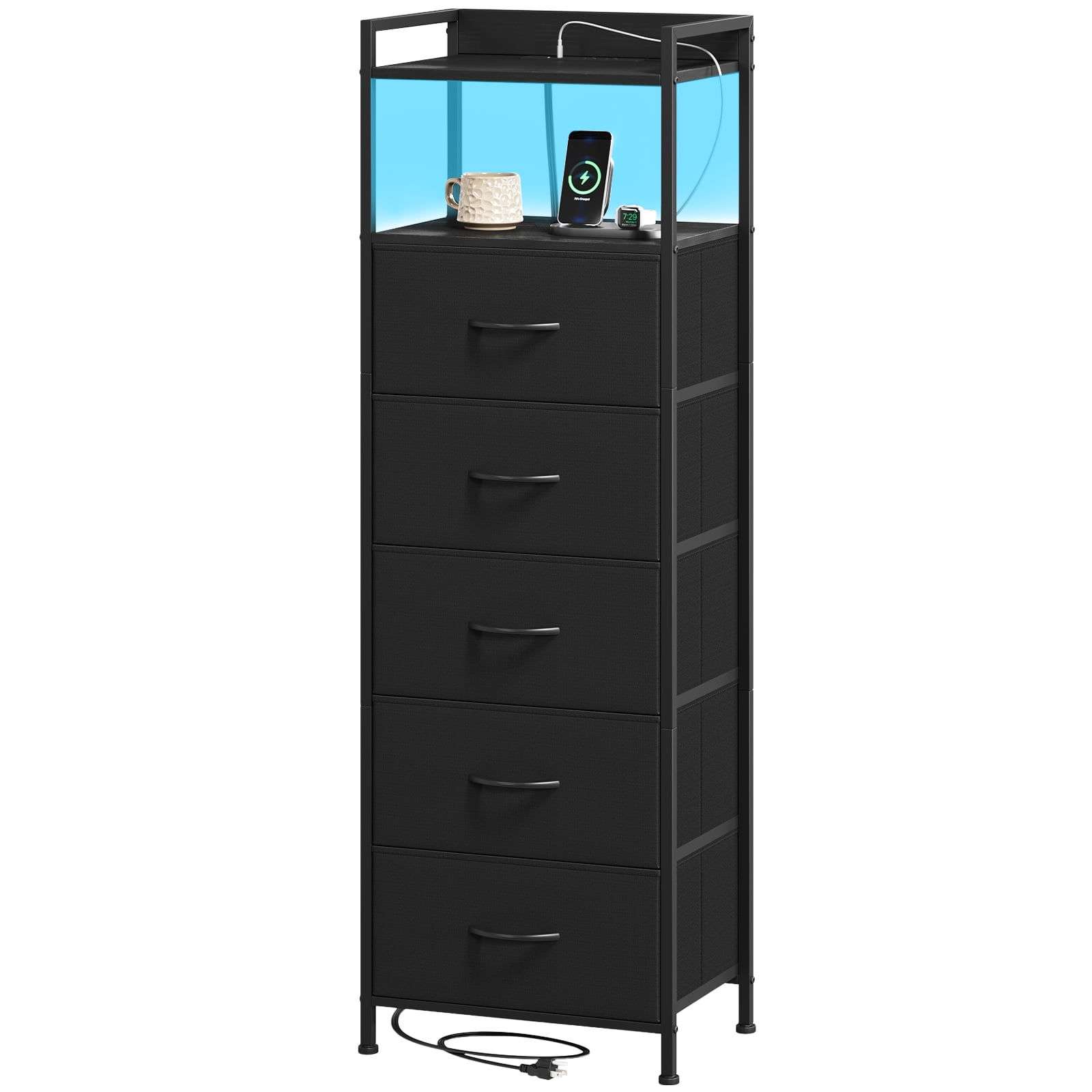 Click here for Eunos Black Small Nightstand With Charging Station... prices