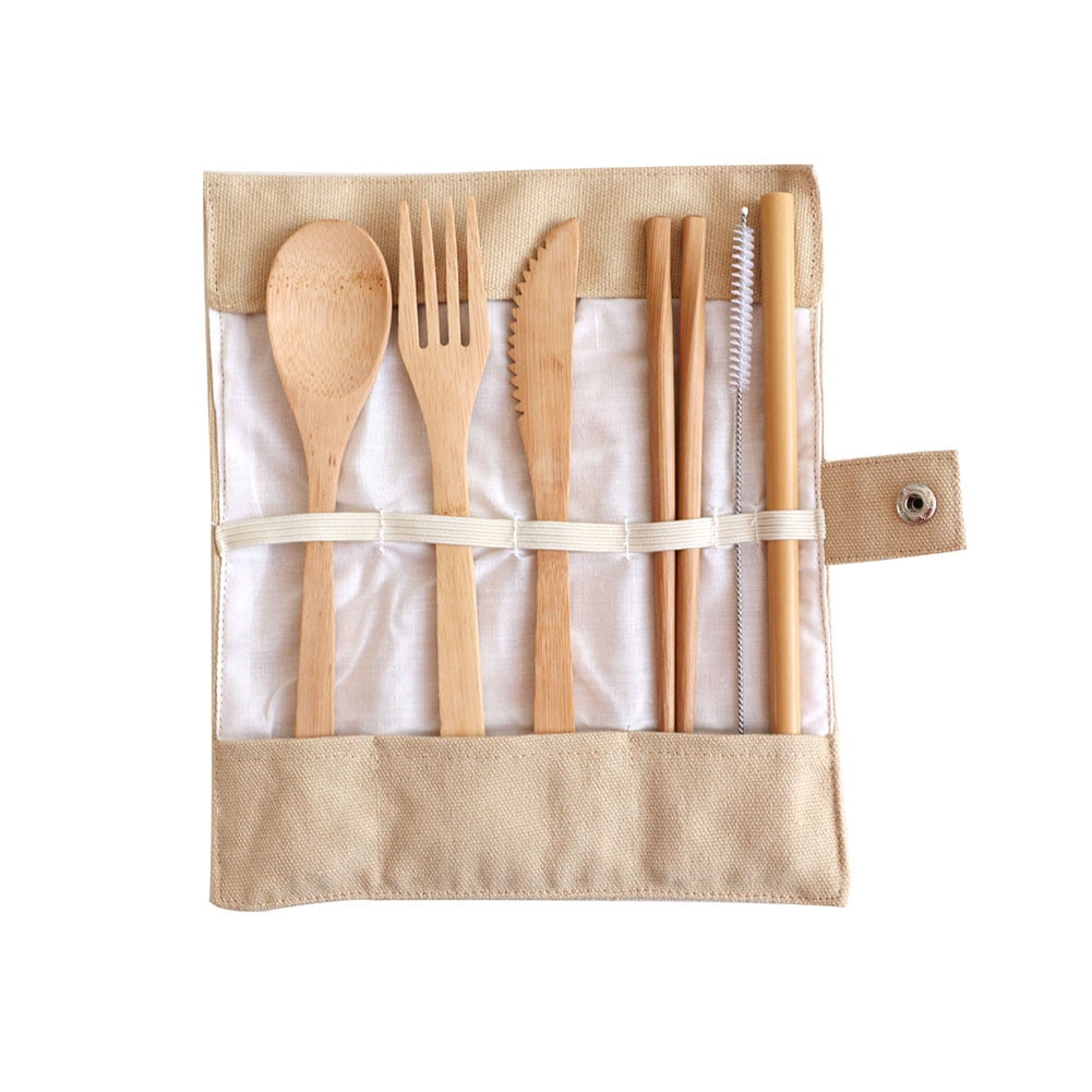 Wooden Cutlery Set Portable, Reusable Utensils Travel Cutlery Utensils ...
